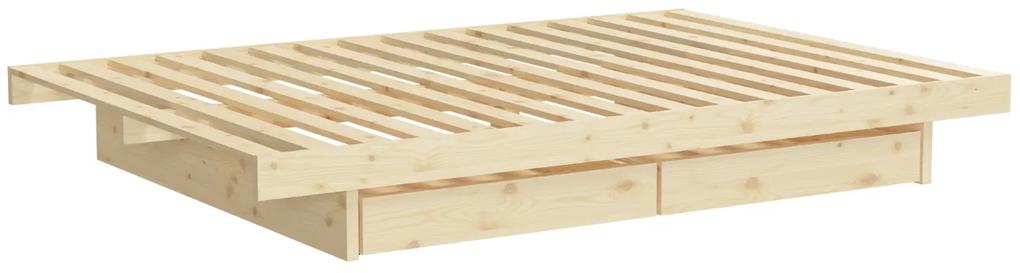Dřevěná dvoulůžková postel Karup Design Kanso 140 x 200 cm s úložným prostorem