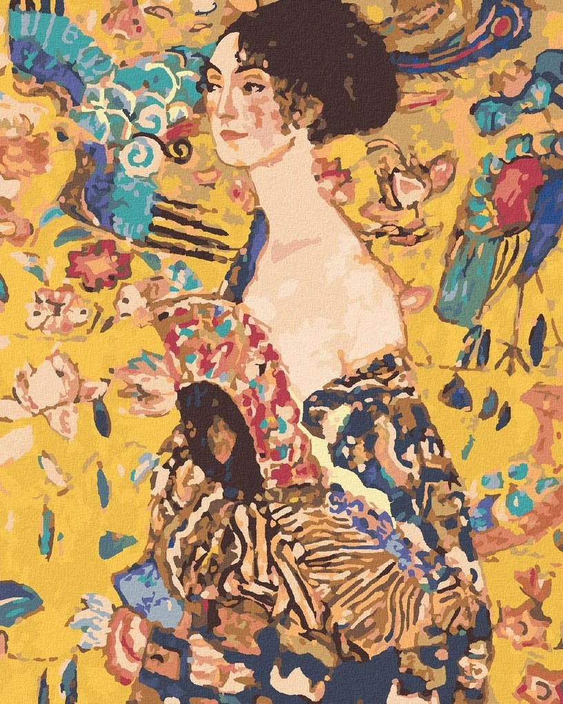 zuty zuty - malování podle čísel - dáma s vějířem (g. klimt), 40x50 cm, plátno+rám