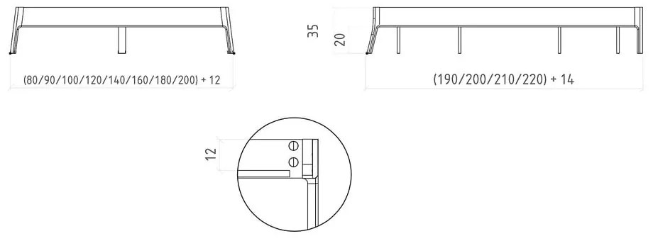 Dvoulůžková postel z dubového dřeva v přírodní barvě 160x200 cm Twig – The Beds