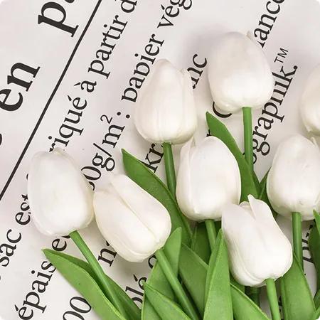 Bytová dekorace - kytice umělých tulipánů - 15 kusů Barva: 1 bílá