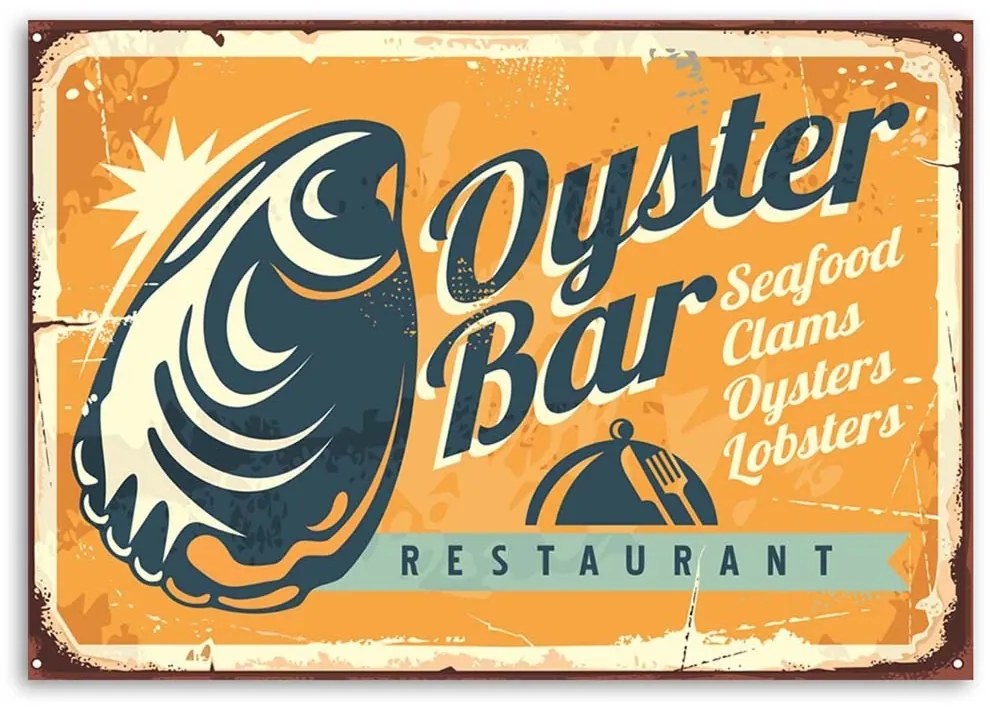 Obraz na plátně Retro Sign Oyster Bar - 60x40 cm