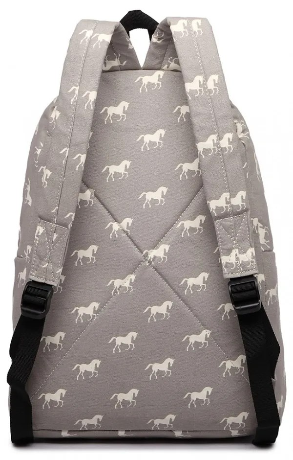 Konofactory Šedý vzorovaný batoh do školy „Horses“ 11L