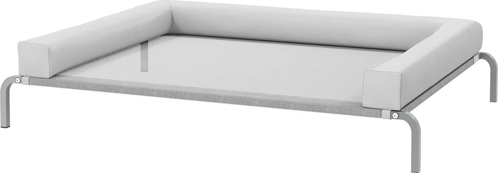 PawHut Vzdušný Elevated Dog Bed s Odnímatelnými Výztuhami Velký Přenosný Prodyšný Síťový Ocelový Rám pro Interiér i Exteriér 130x89x30 cm Světlá šedá