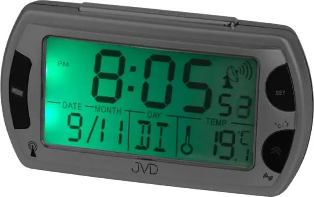 Rádiem řízený digitální budík JVD RB358.1 s teploměrem a podsvícením