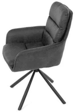 Autronic Moderní jídelní židle Jídelní židle šedá látka, otočný mechanismus P 90° + L90° s vratným mechanismem - funkce reset, černý kov (DCH-356 GREY2)