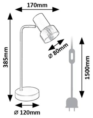 Rabalux 74278 - Stolní lampa HATICE 1xE14/15W/230V