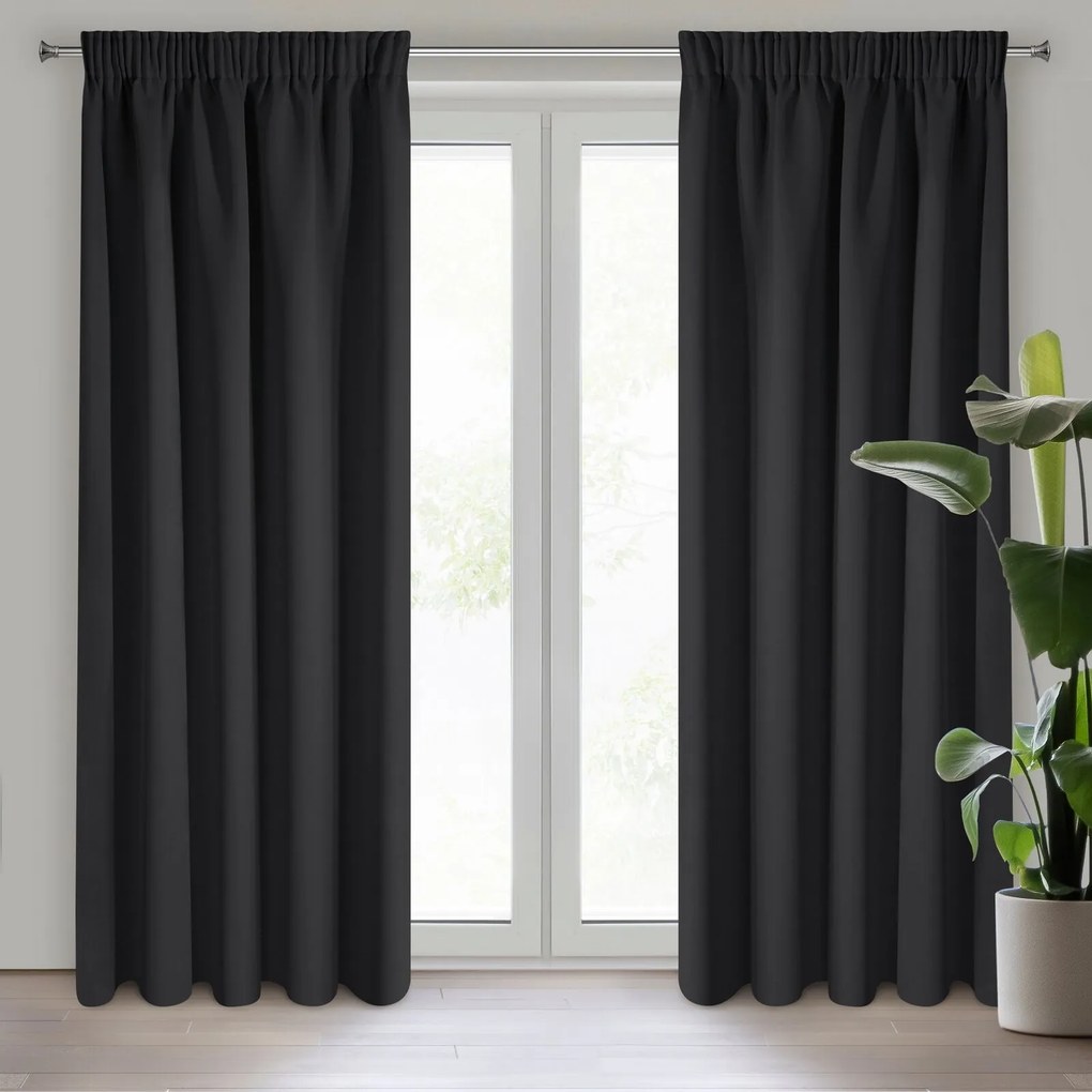 ZATEMŇOVACÍ ZÁVĚS NA PÁSCE ADLEY 135X270 CM ČERNÝ