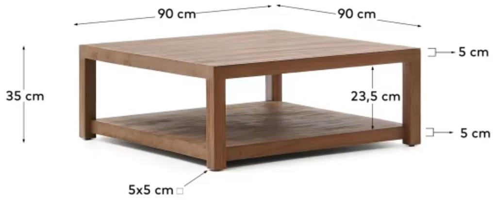 Hnědý teakový konferenční stolek Kave Home Sashi 90 x 90 cm