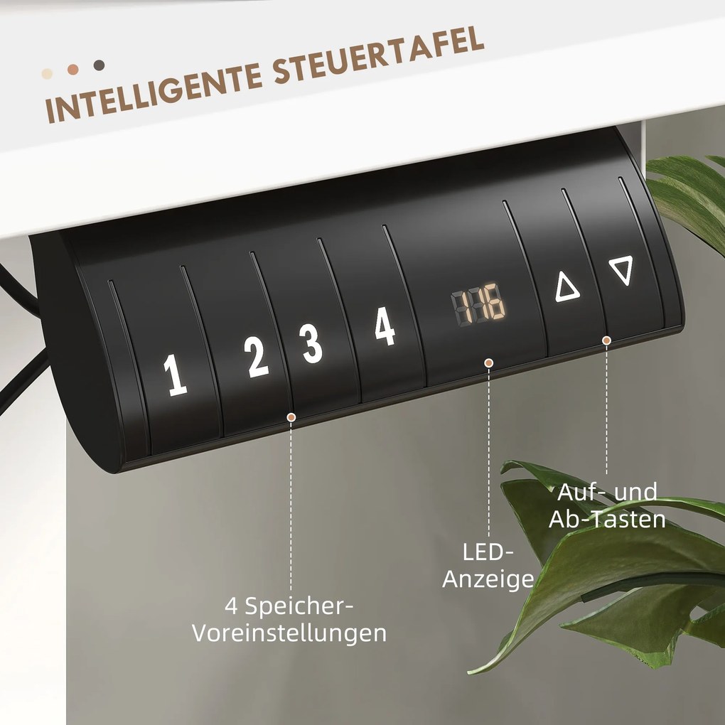 Vinsetto výškově nastavitelný stojící stůl, elektrický, 120x60x72-116cm, 3 přednastavení, ochrana proti nárazu, ochrana proti přehřátí, dřevotříska, …