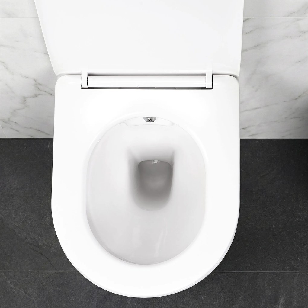 Závěsný WC komplet bez příruby s funkcí bidetu REA CARLO LUX RIMLESS, včetně SoftClose sedátka, bílá