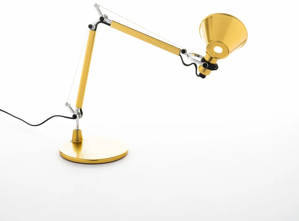 Artemide Tolomeo Micro tavolo, metalicky zlatá stolní lampa, 1x6W LED E14, 45+37cm