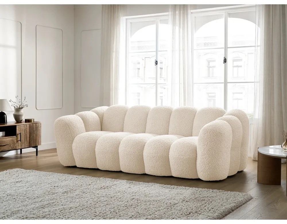 Béžová pohovka z textilie bouclé 232 cm Hippolyte – Bobochic Paris