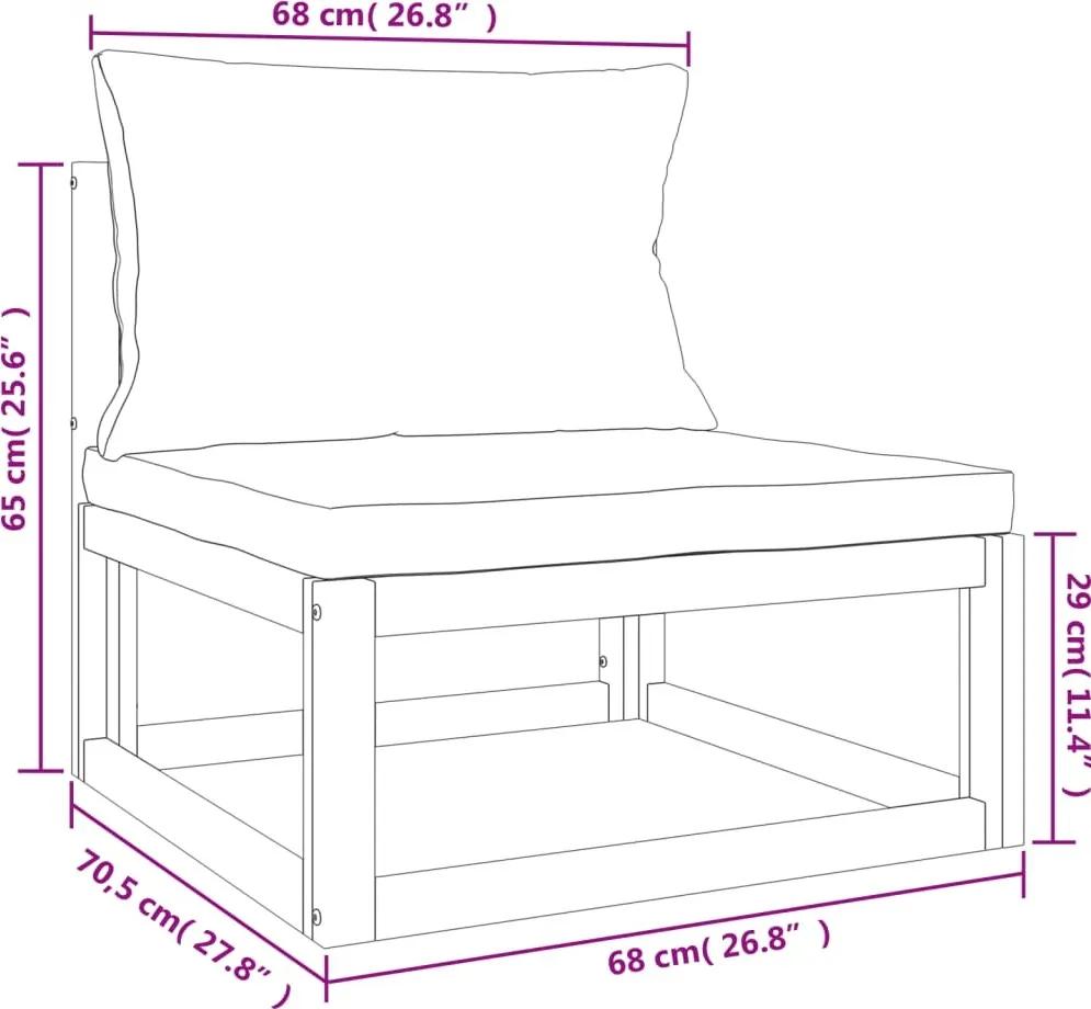 vidaXL 4dílná zahradní sedací souprava s poduškami masivní dřevo [3155303] Barva polštáře: Světle šedá