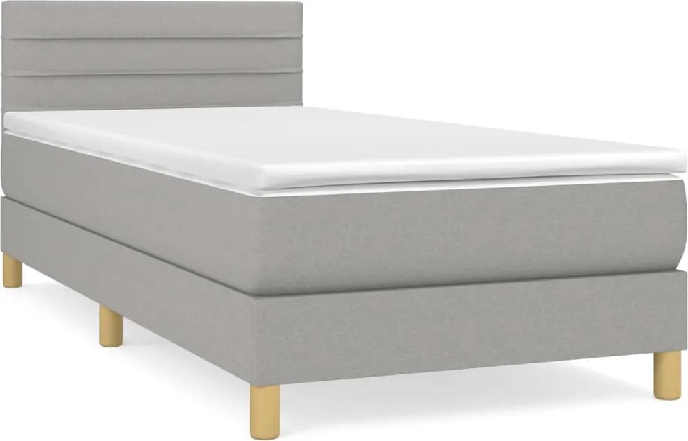Box spring postel s matrací světle šedá 90x190 cm textil 3140657