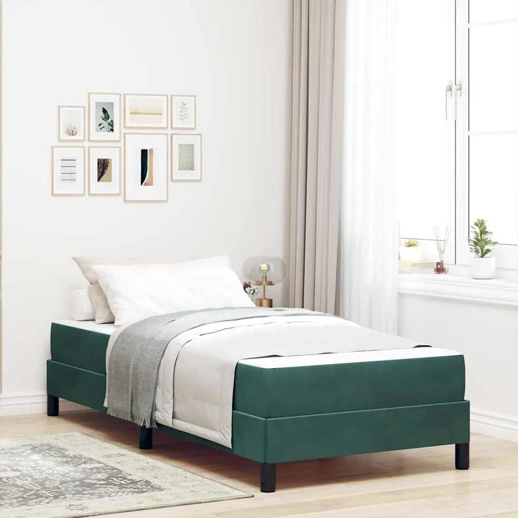 Postel s boxspringem s matrací Tmavě zelená 80 x 200 cm textil 3398656