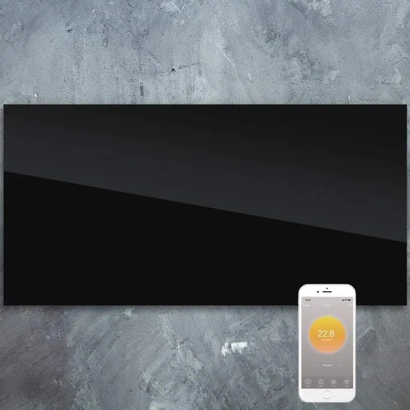 Černý skleněný infrapanel ByeCold 700 W, 120 × 60 cm