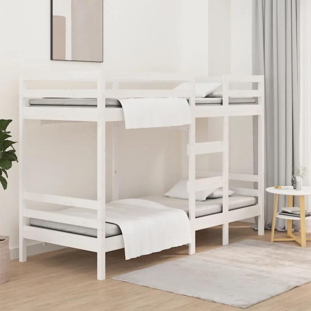 Patrová postel bílá 90 x 200 cm masivní borové dřevo,  3139830
