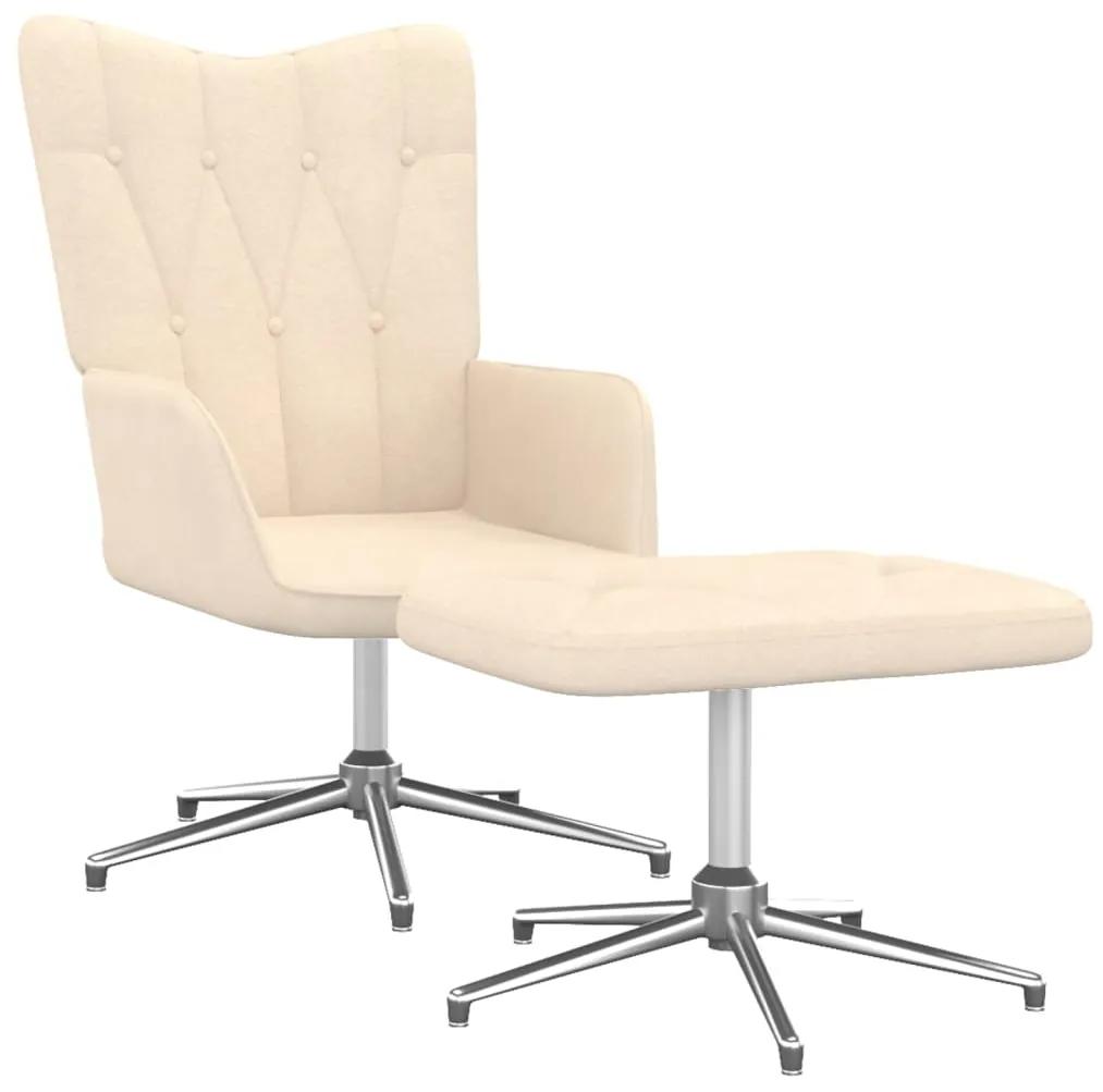 327602 vidaXL Relaxační křeslo se stoličkou krémové textil