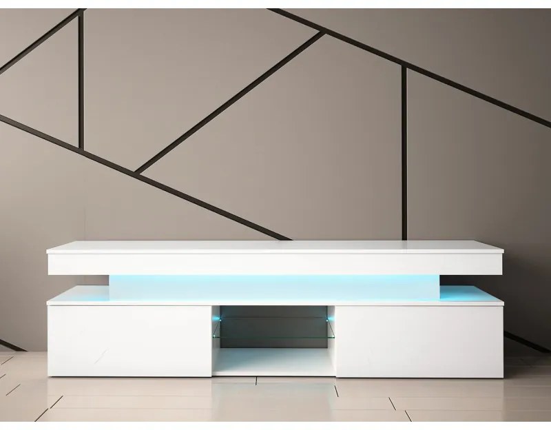 TV stolek/skříňka s LED osvětlením Lestirola 2D 190, Barva:: černá / černý lesk