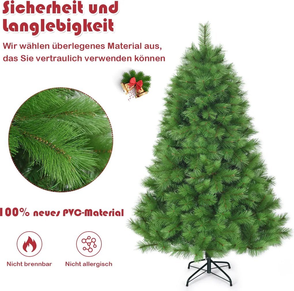 Costway 180 cm Umělý vánoční stromeček PVC jehly Umělý stromeček s kovovým