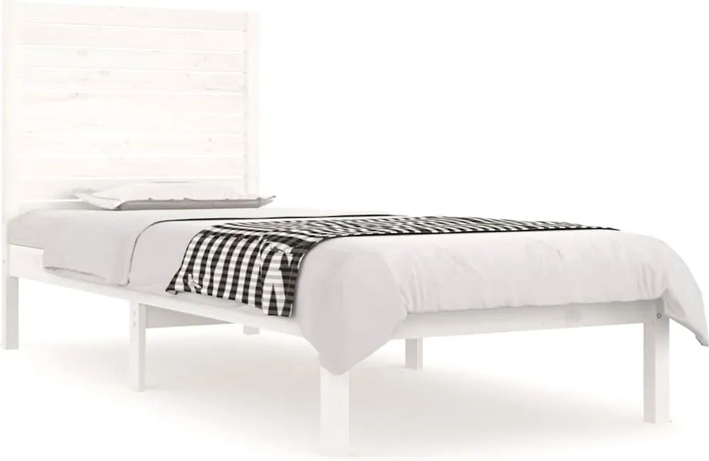 Rám postele bílý masivní dřevo 75 x 190 cm malé jednolůžko 3104569