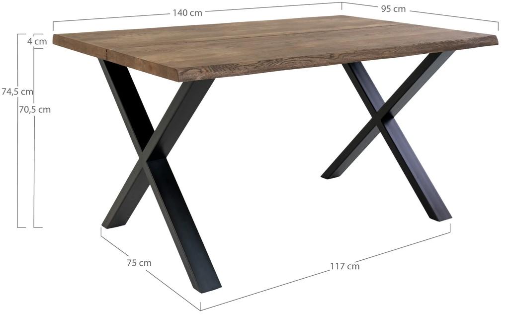 Nordic Experience Dubový jídelní stůl Tamko z masivu 140 cm, tmavě hnědá/černá