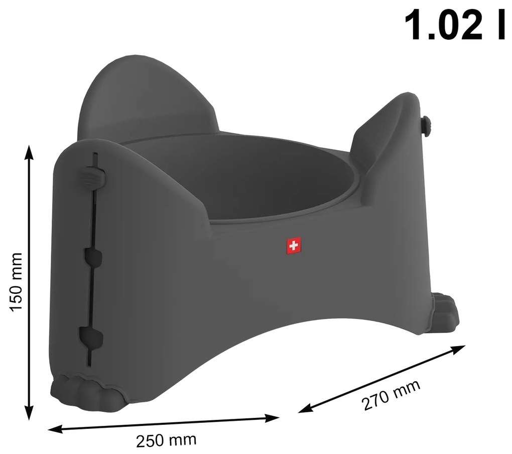 Rotho Výškově nastavitelná miska pro psy a kočky, 1l SAMMY - antracit