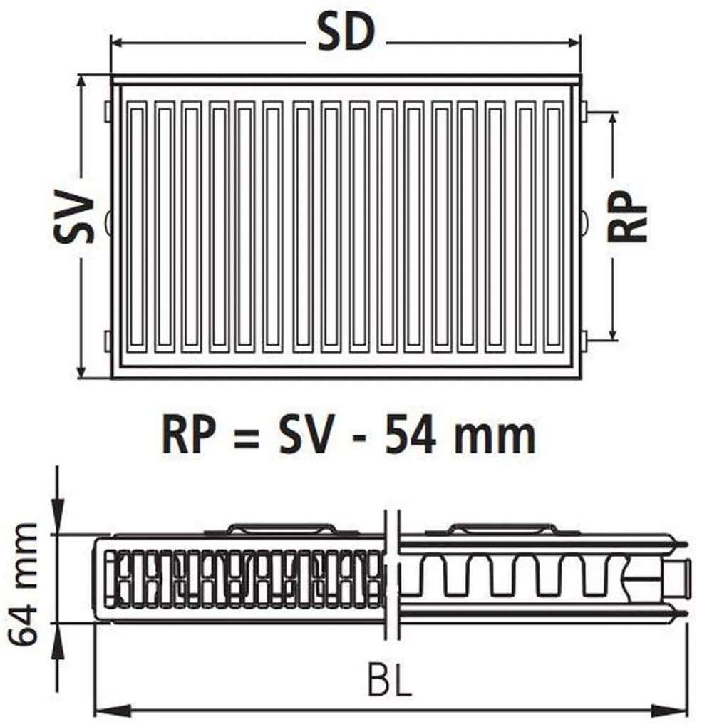 Kermi Therm X2 Profil-kompakt deskový radiátor 12 600 / 1100 FK0120611