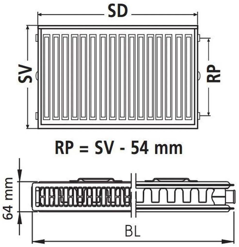 Kermi Therm X2 Profil-kompakt deskový radiátor 12 600 / 1600 FK0120616