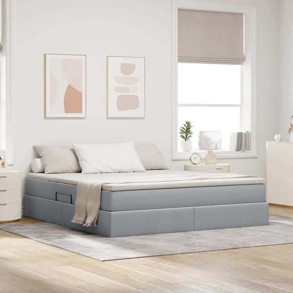 Postel s úložným prostorem a matrací Světle šedá 180 x 200 cm 3370242