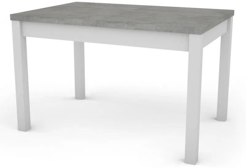 Jídelní stůl Adam 120x80 cm, bílý/beton, rozkládací