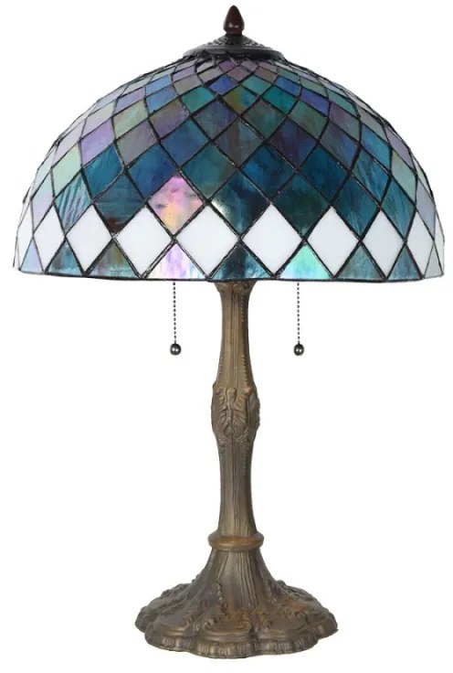 Stolní lampa Tiffany Sequin modrá v art deco stylu – 40x61 cm