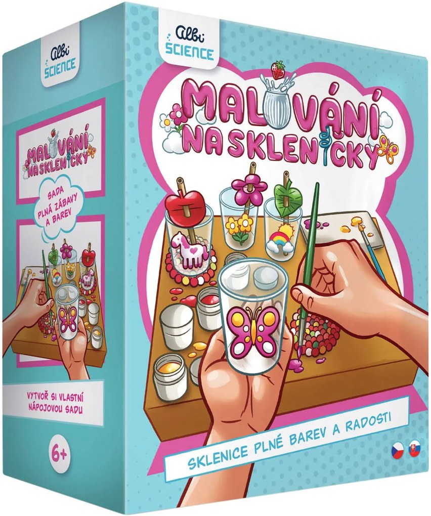 ALBI SCIENCE Malování na skleničky kreativní set se 4 sklenicemi ala5q