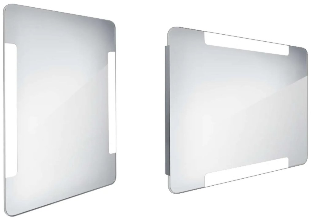 Nimco - Koupelnové podsvícené LED zrcadlo 60x80 cm, zaoblené, aluminium ZP 18002