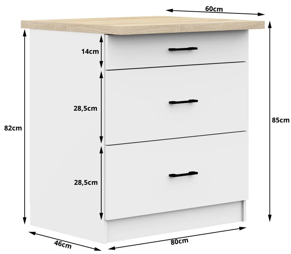 Kuchyňská skříňka Olivie S 80 cm 3S bílá