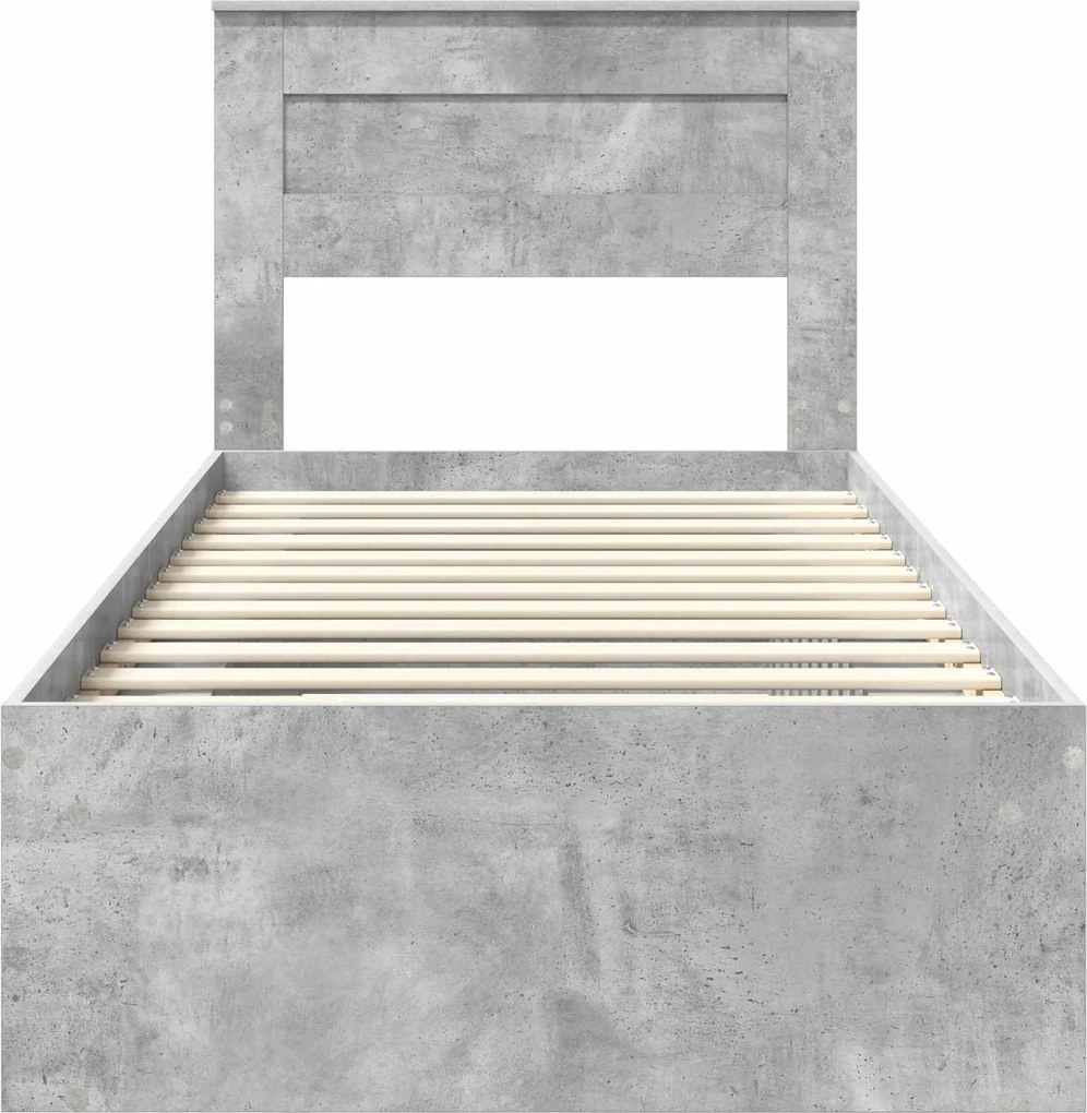 Rám postele Betonově šedá 100 x 200 cm Masivní borové dřevo 3409794