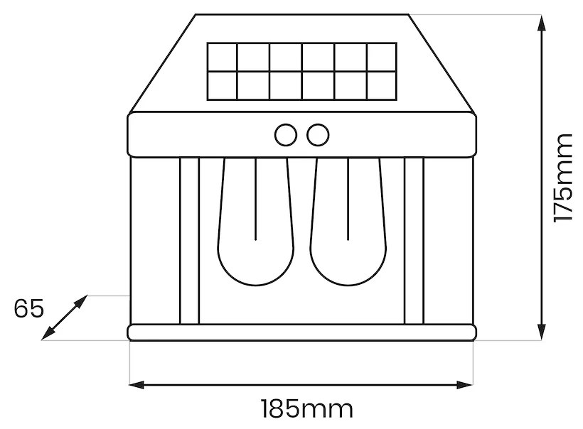 Exteriérové ​​solární nástěnné svítidlo Filo2, 1x transparentní/černé plastové stínítko, pohybový senzor