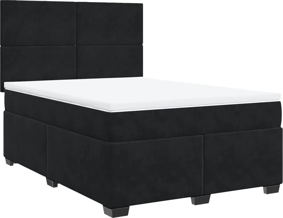 Box spring postel s matrací černá 160x200 cm samet 3290950
