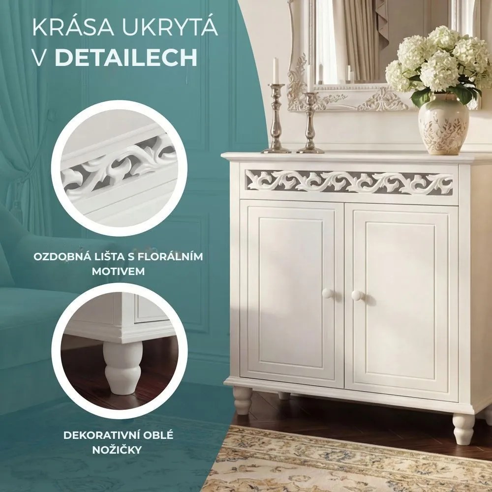 Komoda JERSEY, 76 x 65 x 35 cm, bílá Casaria