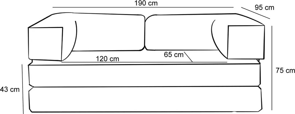 Třímístná rozkládací futonová pohovka Comfort 190 cm oranžová