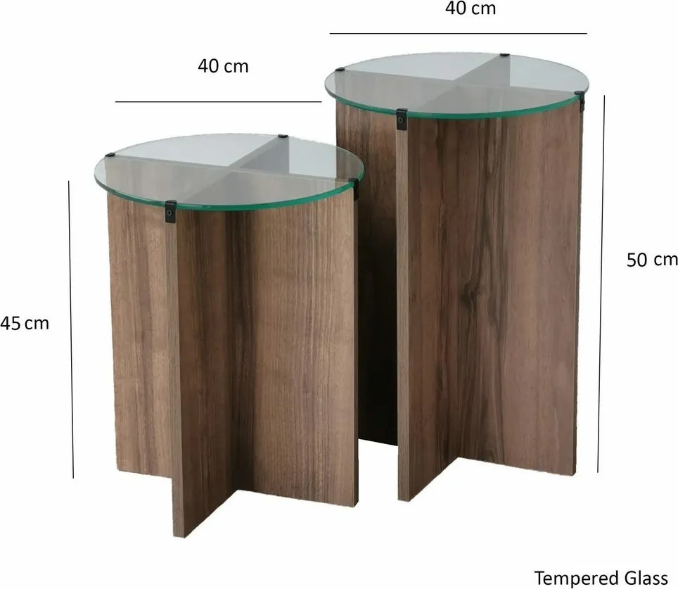 Sada odkládacích stolků Lily Walnut, 2 ks
