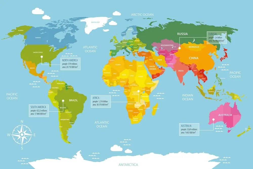 Obraz výjimečná mapa světa