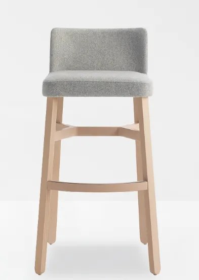 BILLIANI - Dřevěná barová židle s čalouněným sedákem CROISSANT 577