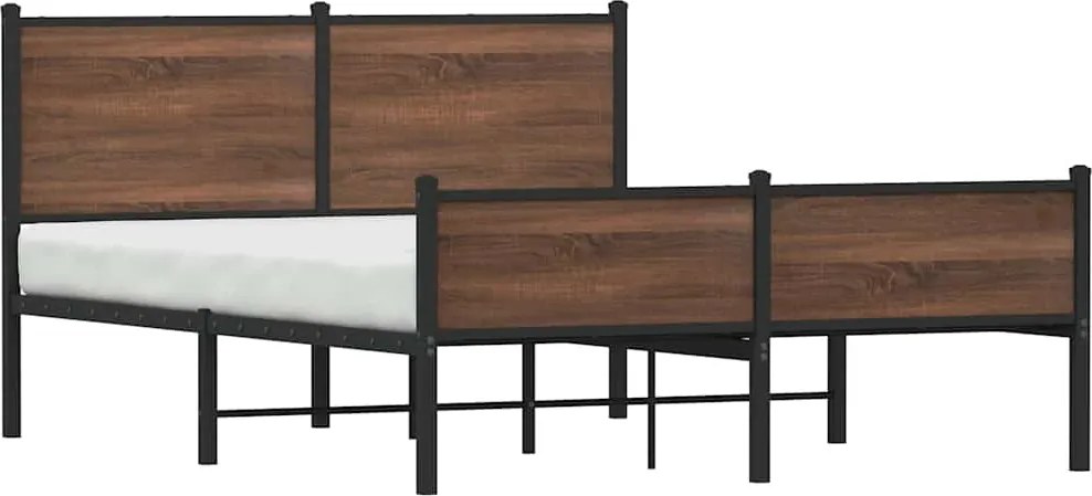 Kovový rám postele bez matrace hnědý dub 150 x 200 cm 3301413