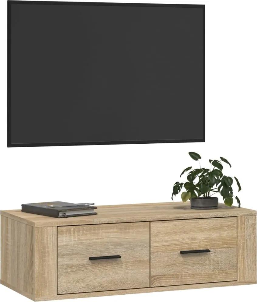 vidaXL Závěsná TV skříňka 80x36x25 cm kompozitní dřevo [816835] Barva: Černá