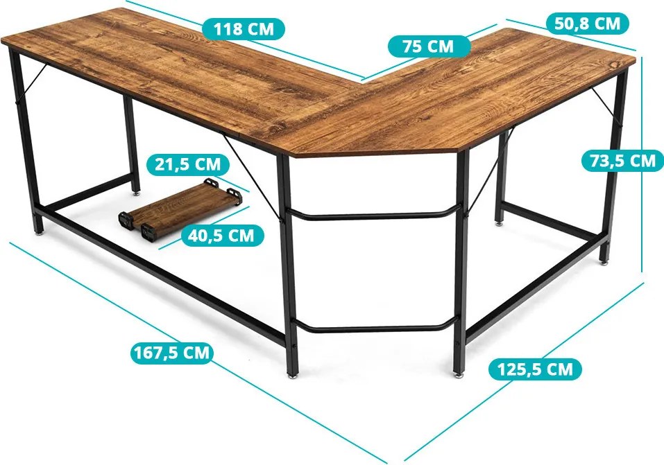 Rohový stůl hnědý