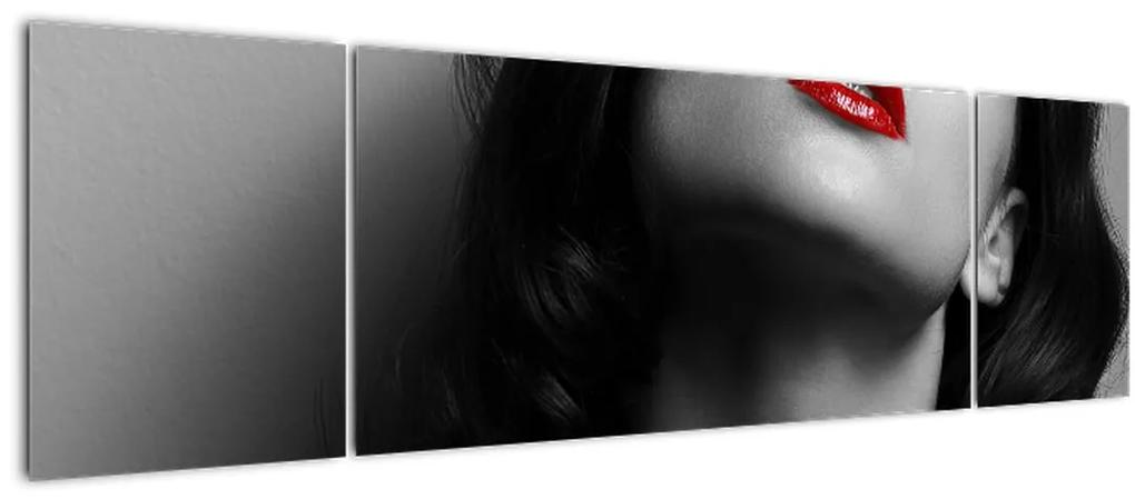 Obraz - Portrét ženy s červenou rtěnkou (170x50 cm)