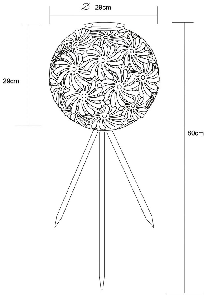 LED solární světlo 33634G třínožka, černá