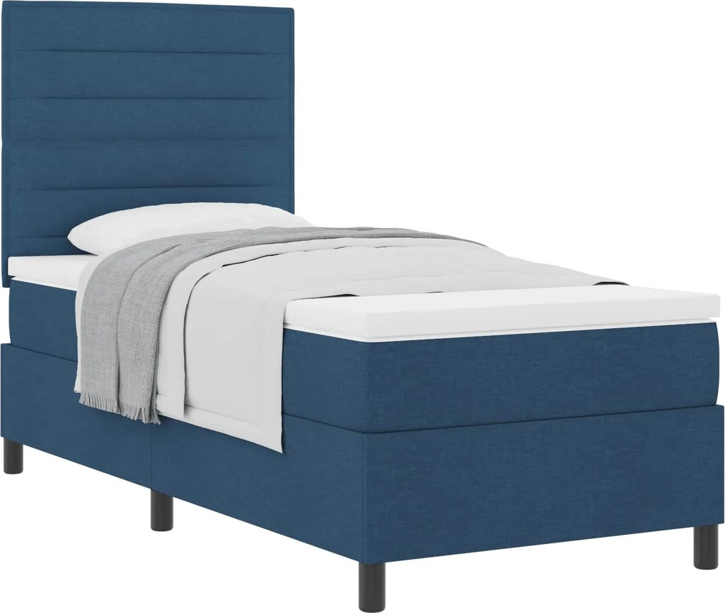 Postel s boxspringem s matrací s čelo Modrá 90 x 200 cm textil 3339286