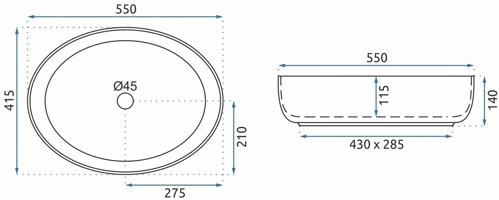 Keramické umyvadlo na desku REA QUEEN bílé